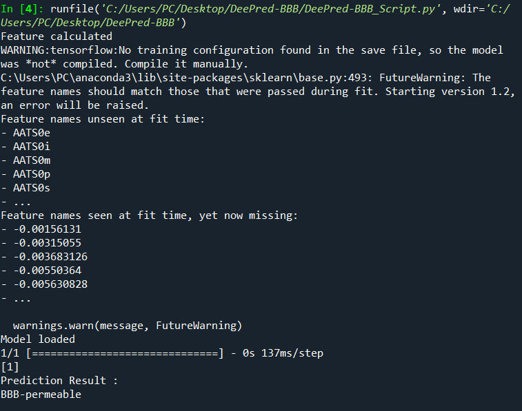 I get error ... · Issue #3 · 12rajnish/DeePred-BBB · GitHub