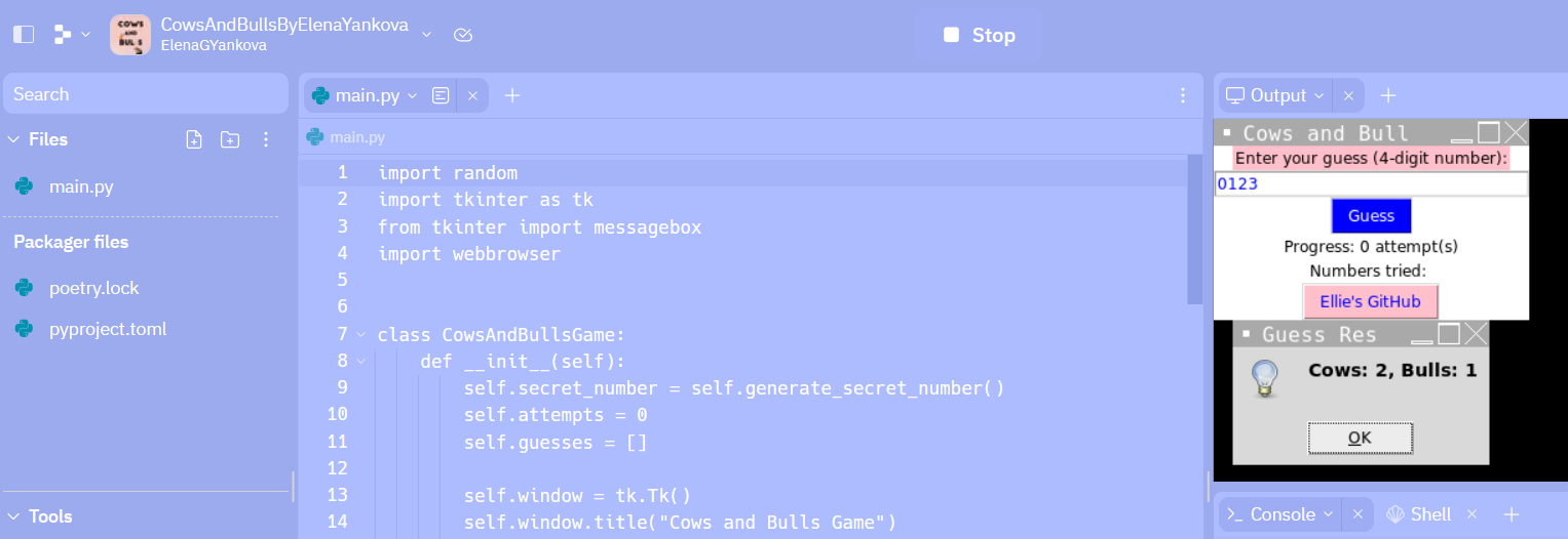 GitHub - ElenaGYankova/CowsAndBullsByElenaYankova: This is a console ...