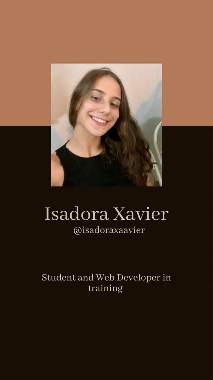 isadoraxaavier (Isadora Xavier) · GitHub