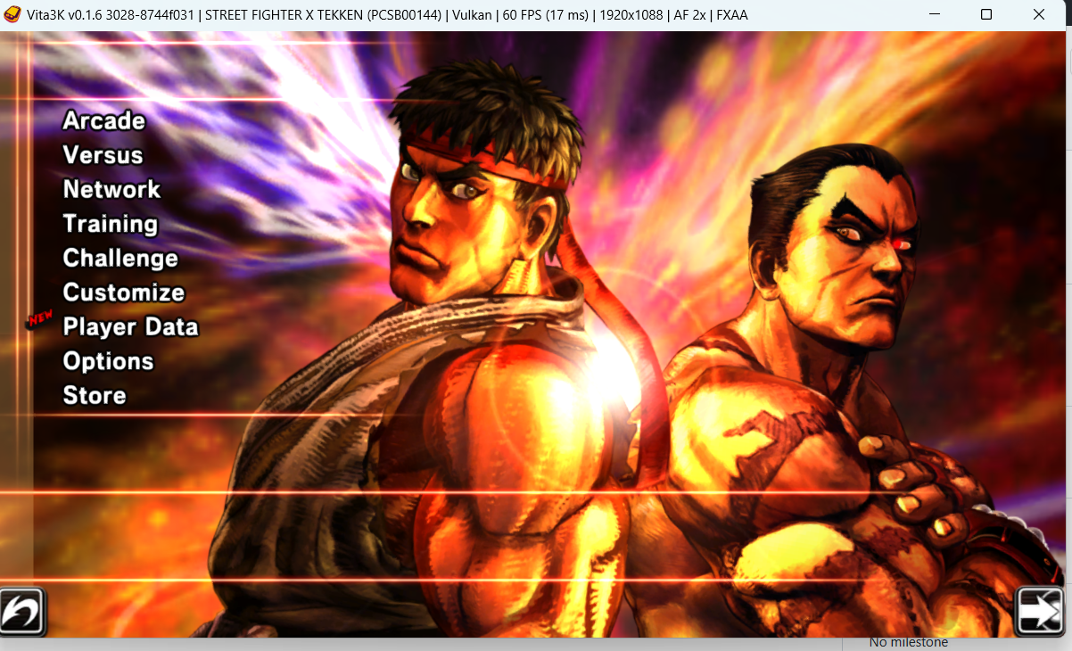 Menu & Text Menu disappear in Street Figher X Tekken (PCSB00144) · Issue #2378 · Vita3K/Vita3K ...