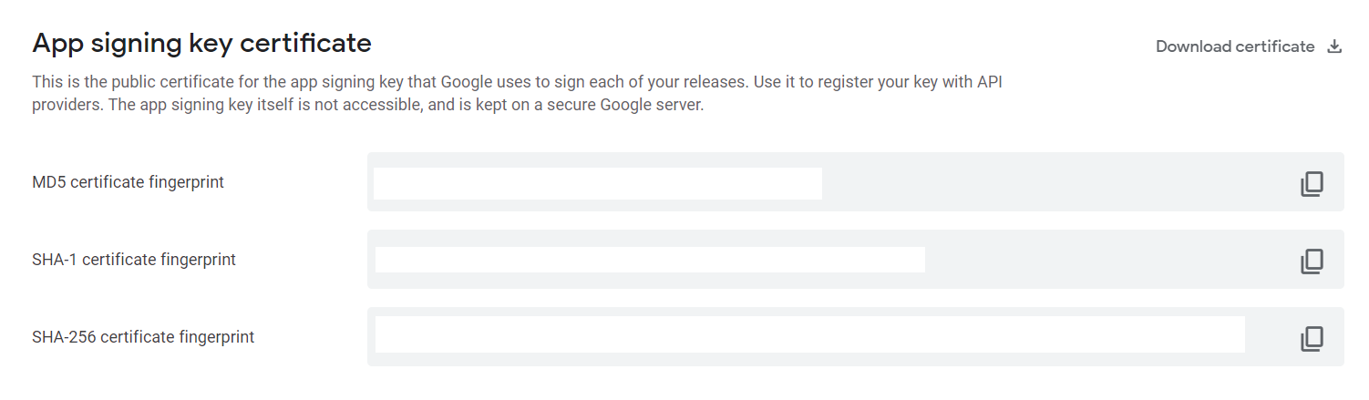 Generating signature hash for the app signed by Google in Google play ...