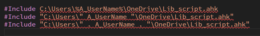 無法正確解析在 #Include 的檔案路徑中的 %A_UserName% · Issue #358 · thqby/vscode-autohotkey2-lsp · GitHub