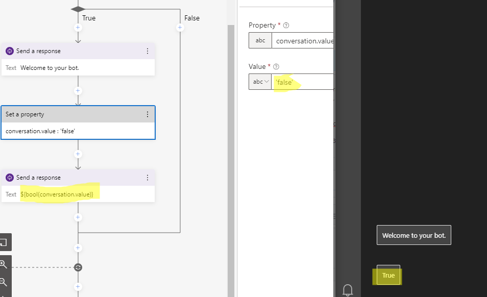 bool('false') converts to true · Issue #9584 · microsoft/BotFramework-Composer · GitHub