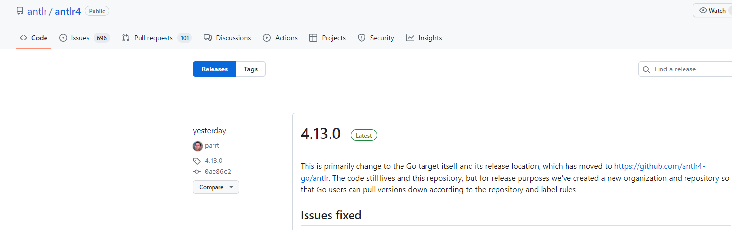 Antlr Has Been Bumped From 4120 To 4130 ，should Upgrade Antlr To Version 4130 · Issue 