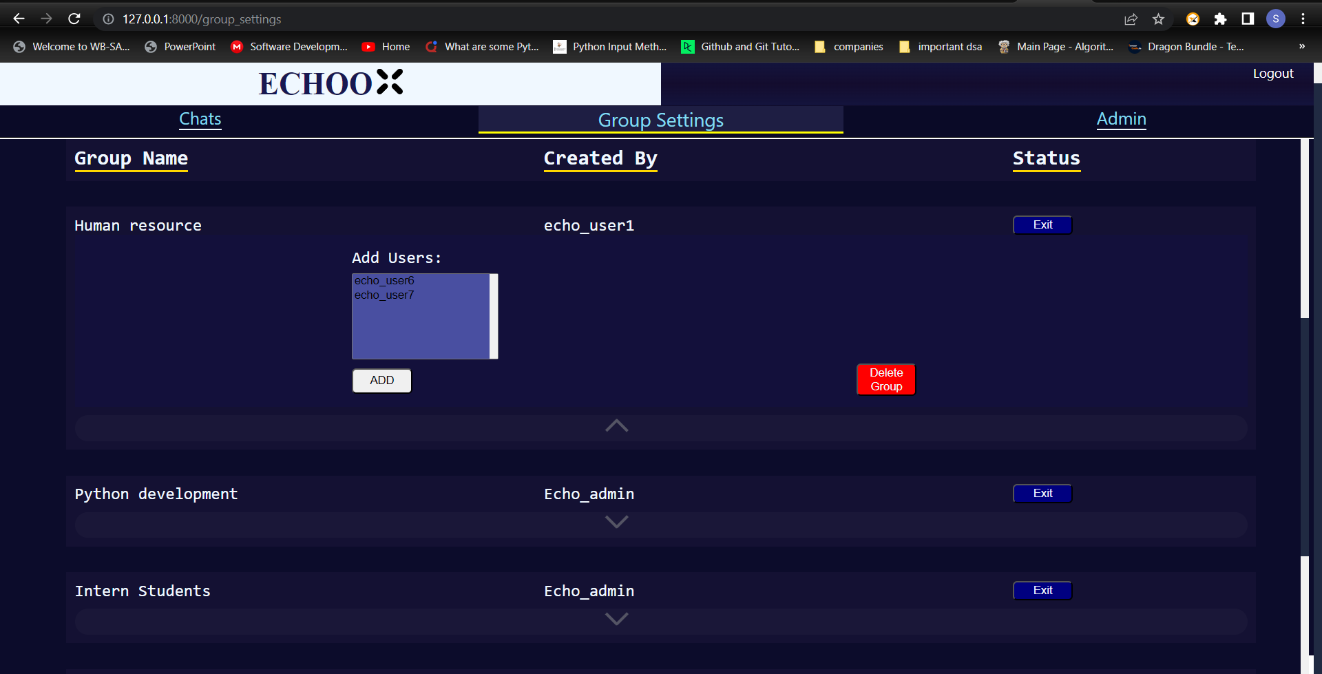 GitHub - Siddhant0507Shekhar/Echoo-live-Chat-App: Build live chat application with Django + ReactJs