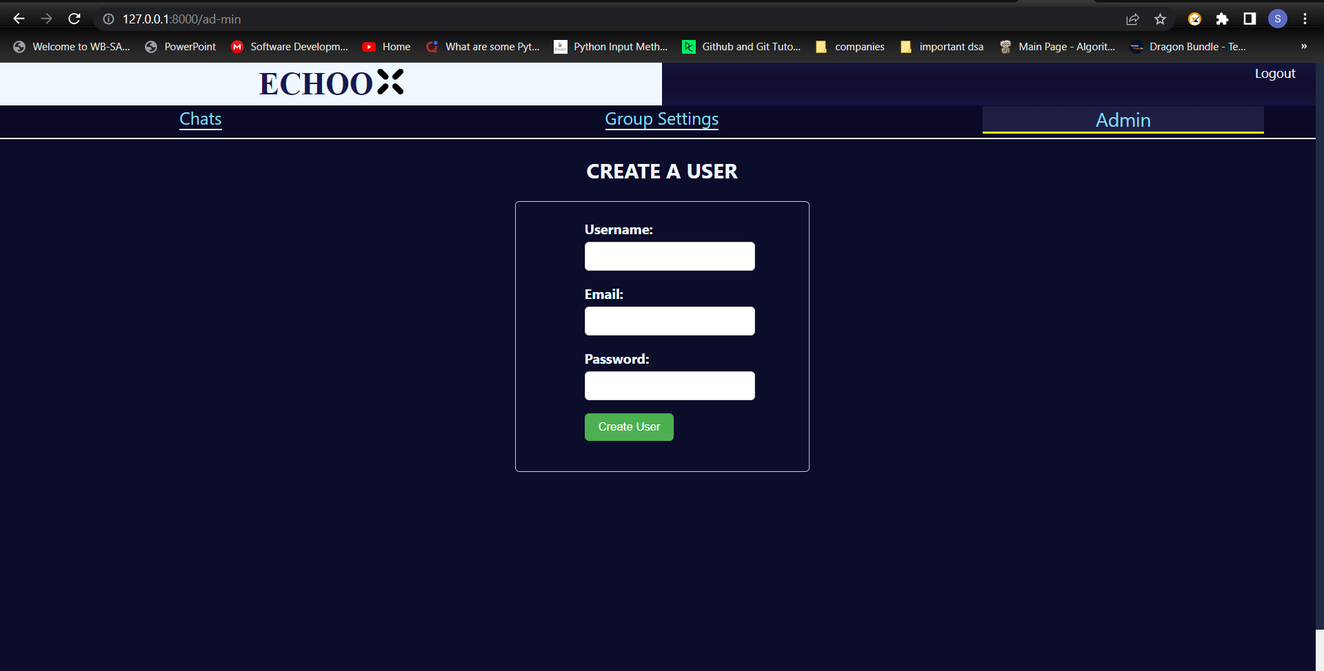 GitHub - Siddhant0507Shekhar/Echoo-live-Chat-App: Build live chat application with Django + ReactJs