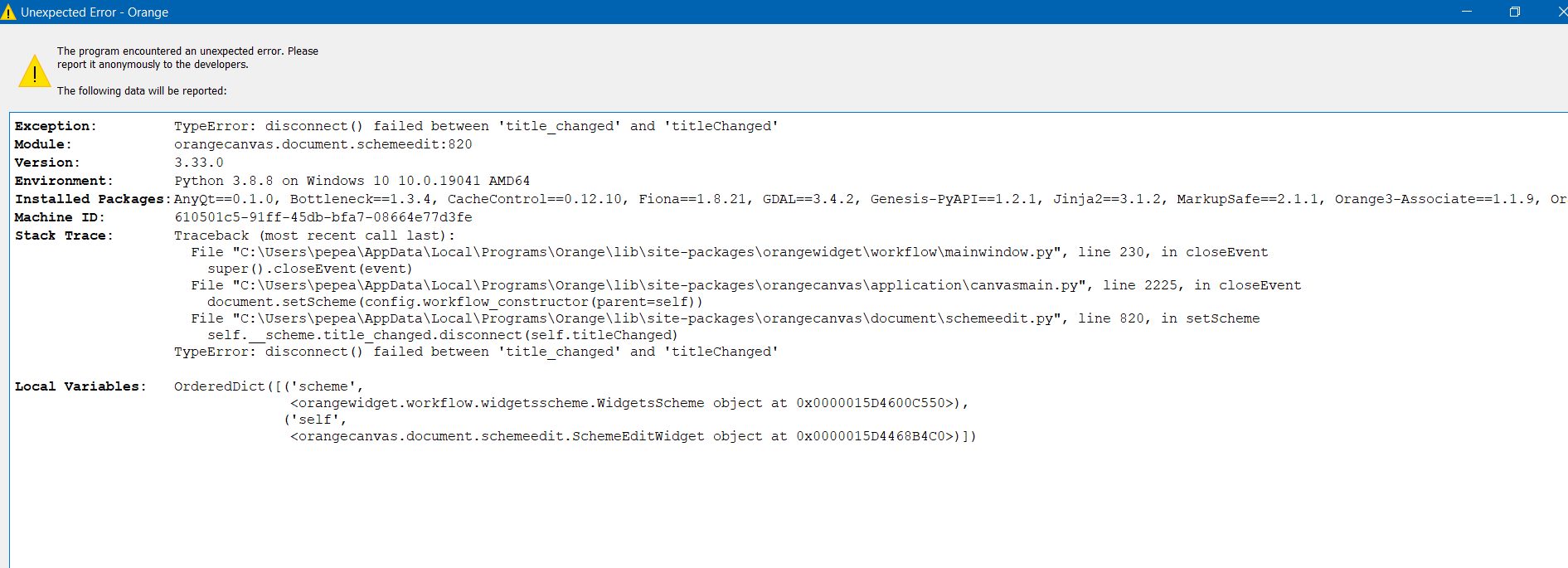 Mi programa Orange (version 3.30) funcionaba correctamente hasta hace ...
