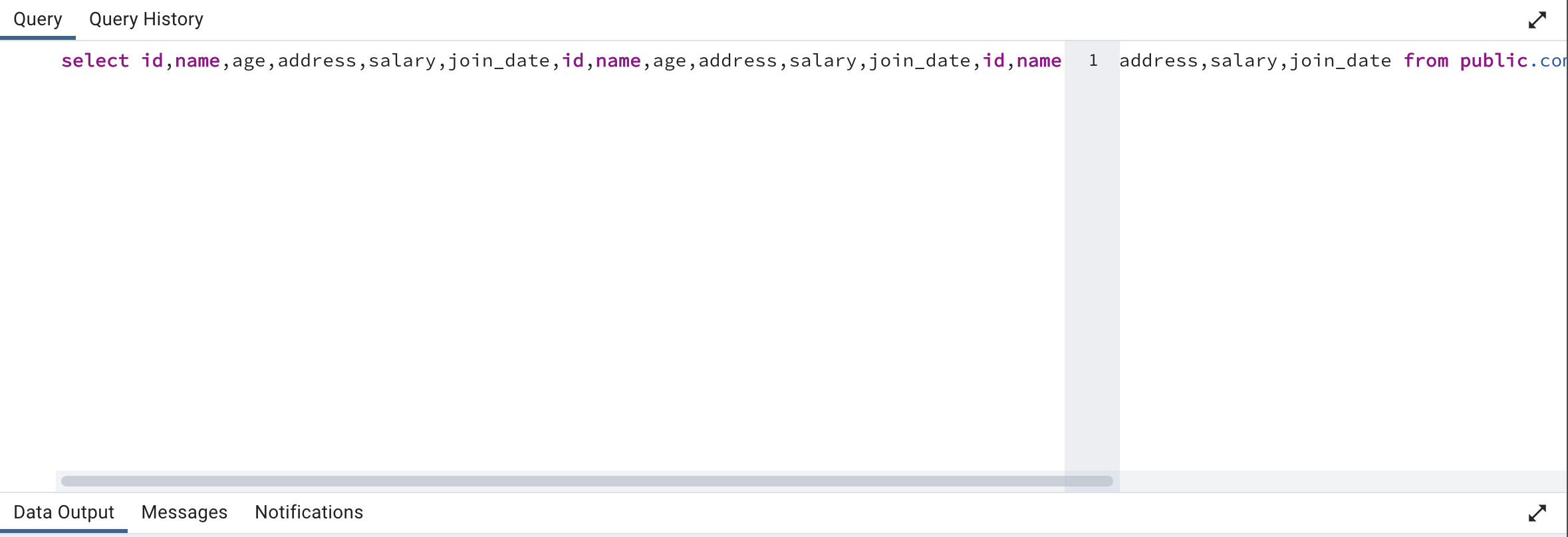 Codemirror lib sidebar is moving to middle on movement of horizontal scrollbar in Query tool ...
