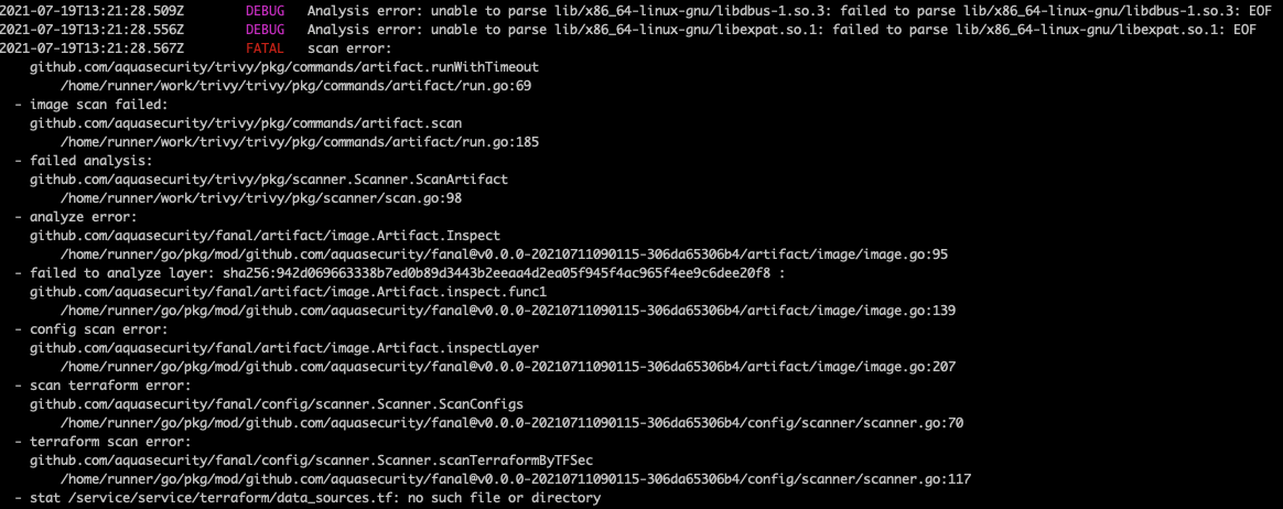trivy scan fails for terraform code build after image aquasec/trivy:0.18.3 · Issue #1120 ...