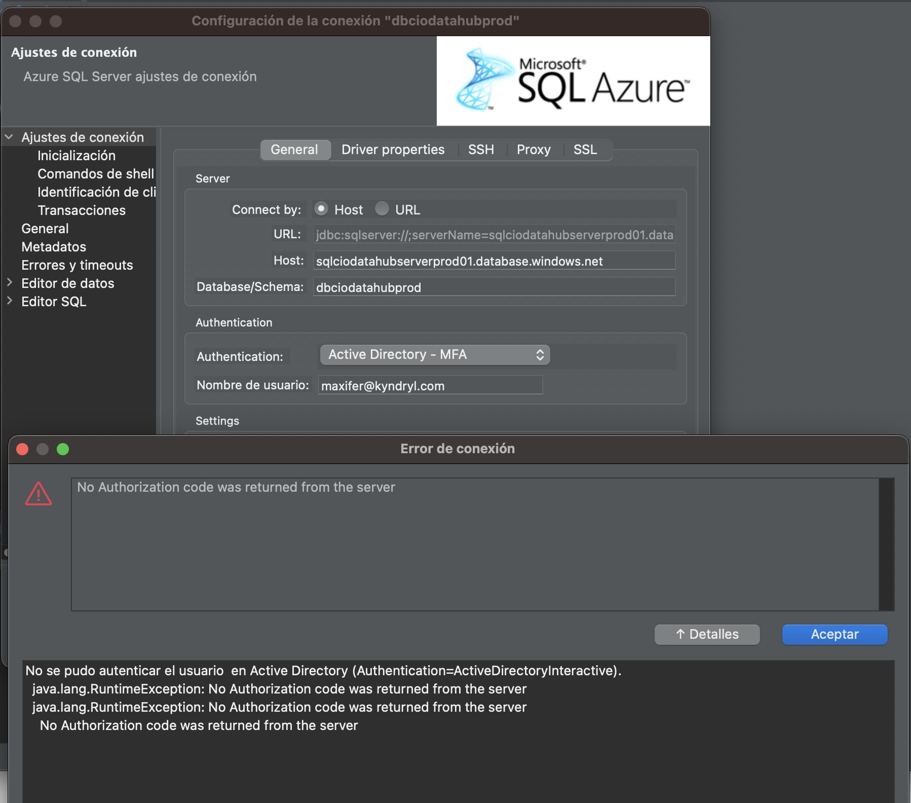 Unable to connect from DBeaver on Mac to SQL Server that uses Active Directory authentication ...