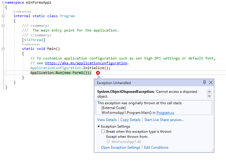 Split Container - Object name: 'Disposed 'Cursor' can no longer be used ...