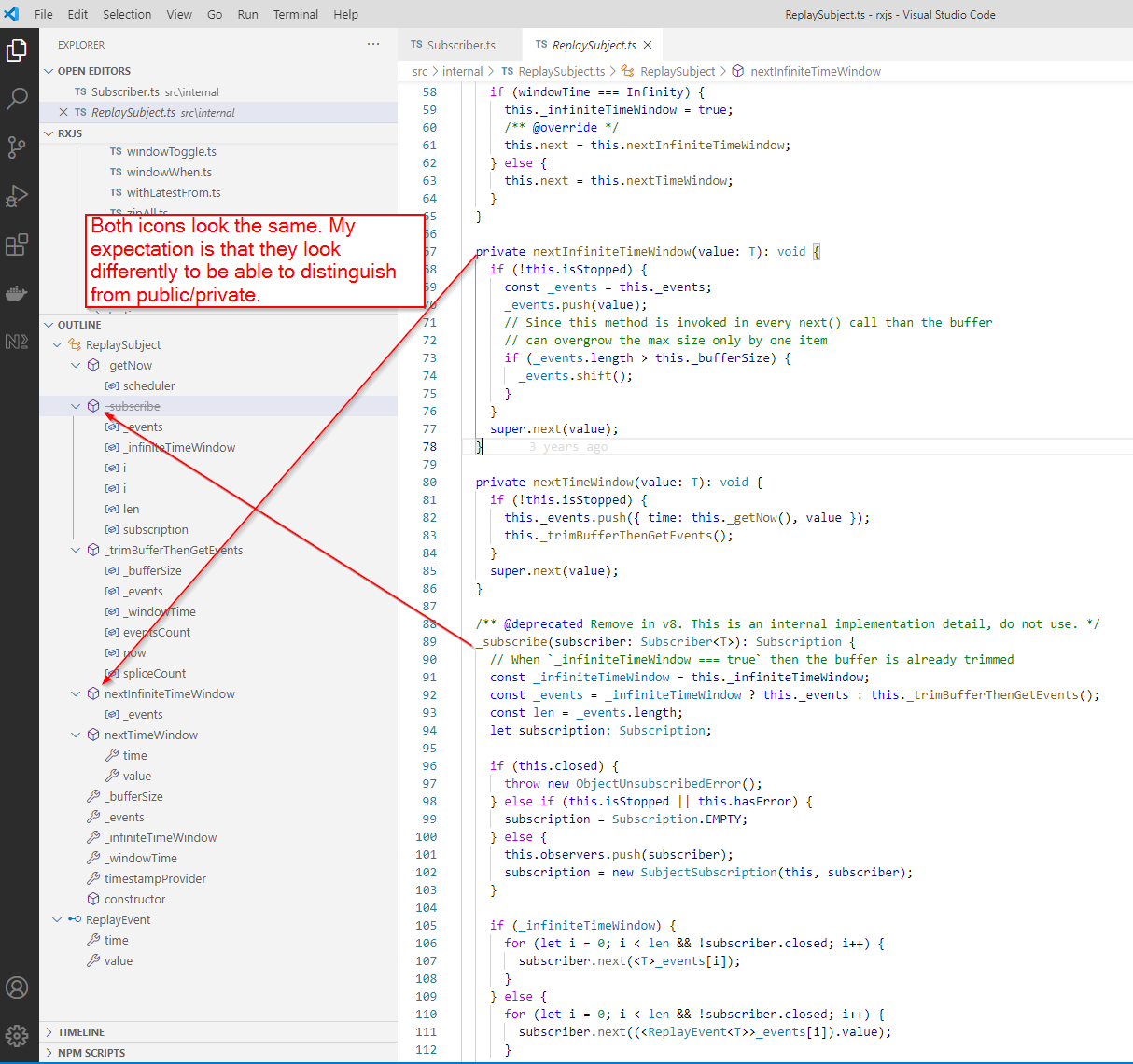 Outline should allow to distinguish public/private properties · Issue ...