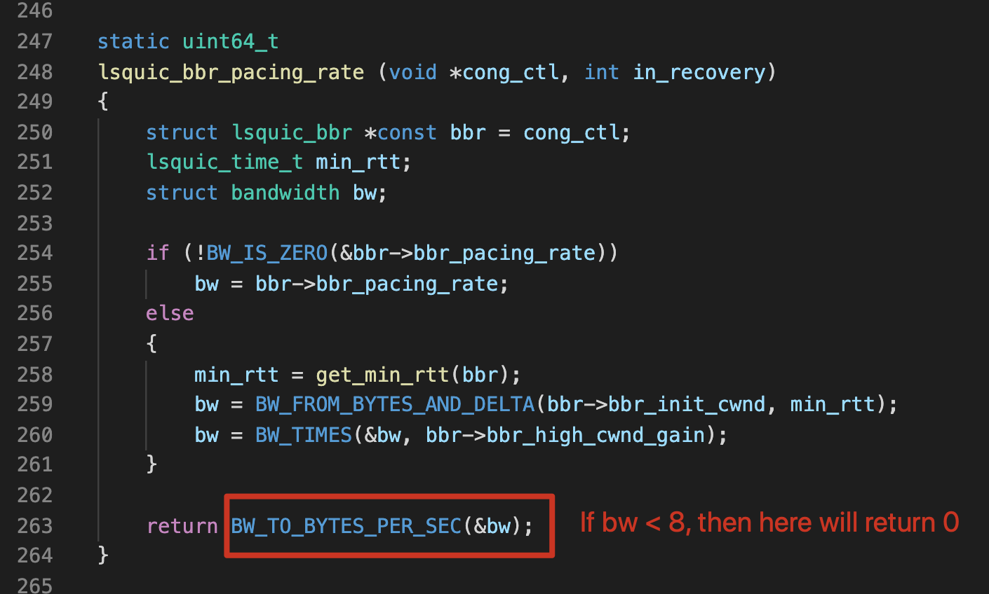 send_ctl_transfer_time may cause SIGFPE because pacing_rate equal zero ...