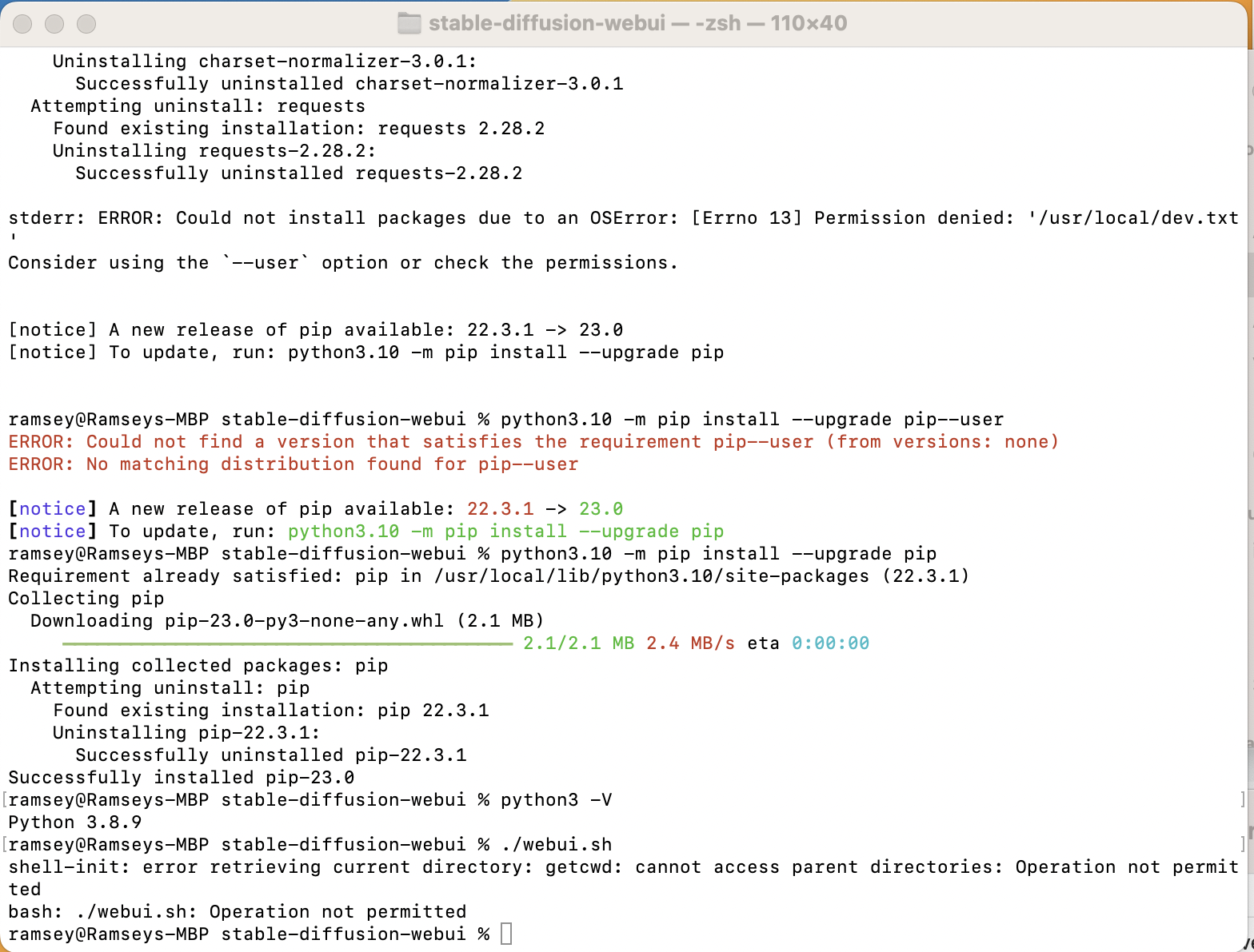 Unbelievably hard time getting stable diffusion running on my Mac book through terminal. ANY ...