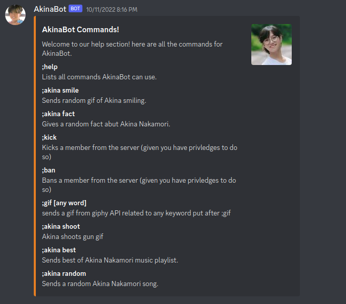 GitHub - Bladeorade/Akina_bot: Akina Nakamori discord bot