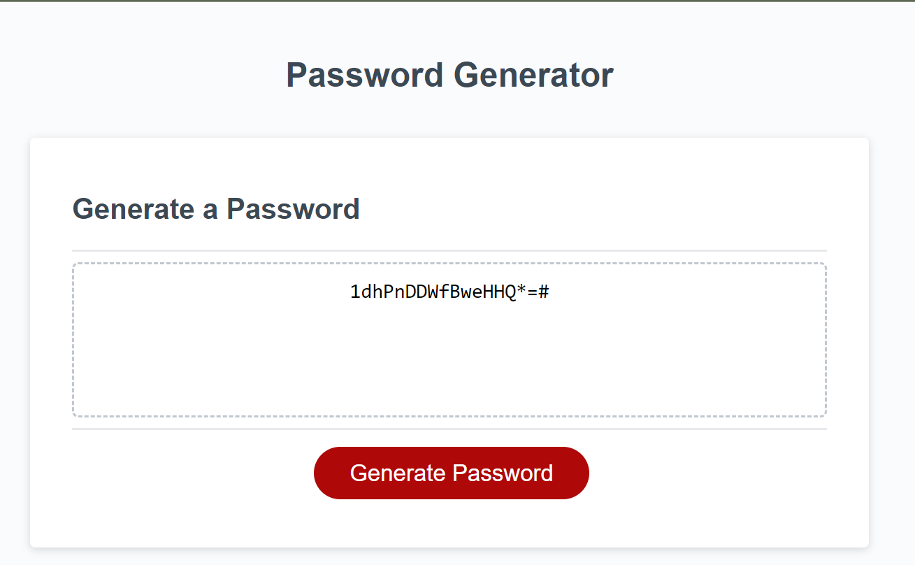 GitHub - wygrajr/firstPasswordGenerator: A basic online password generator