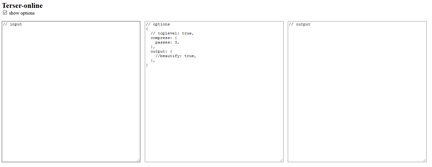 Online Terser Minifier · Issue 106 · Terserterser · Github 