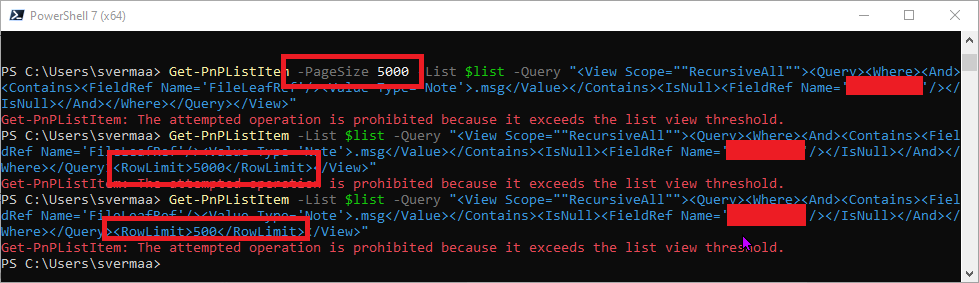 [BUG] Cannot use Get-PnPListItem with Query on list with most than 5000 items · Issue #1550 ...