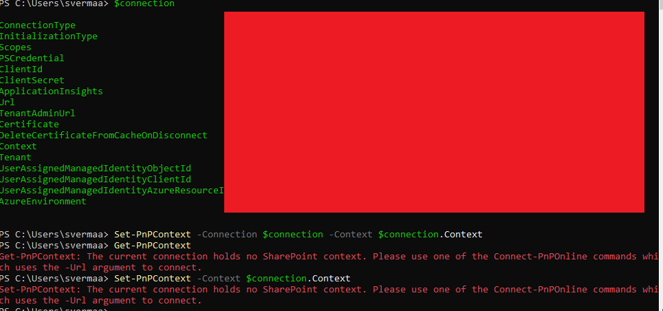 Unable To Set Context From Connection · Issue 3311 · Pnp Powershell · Github
