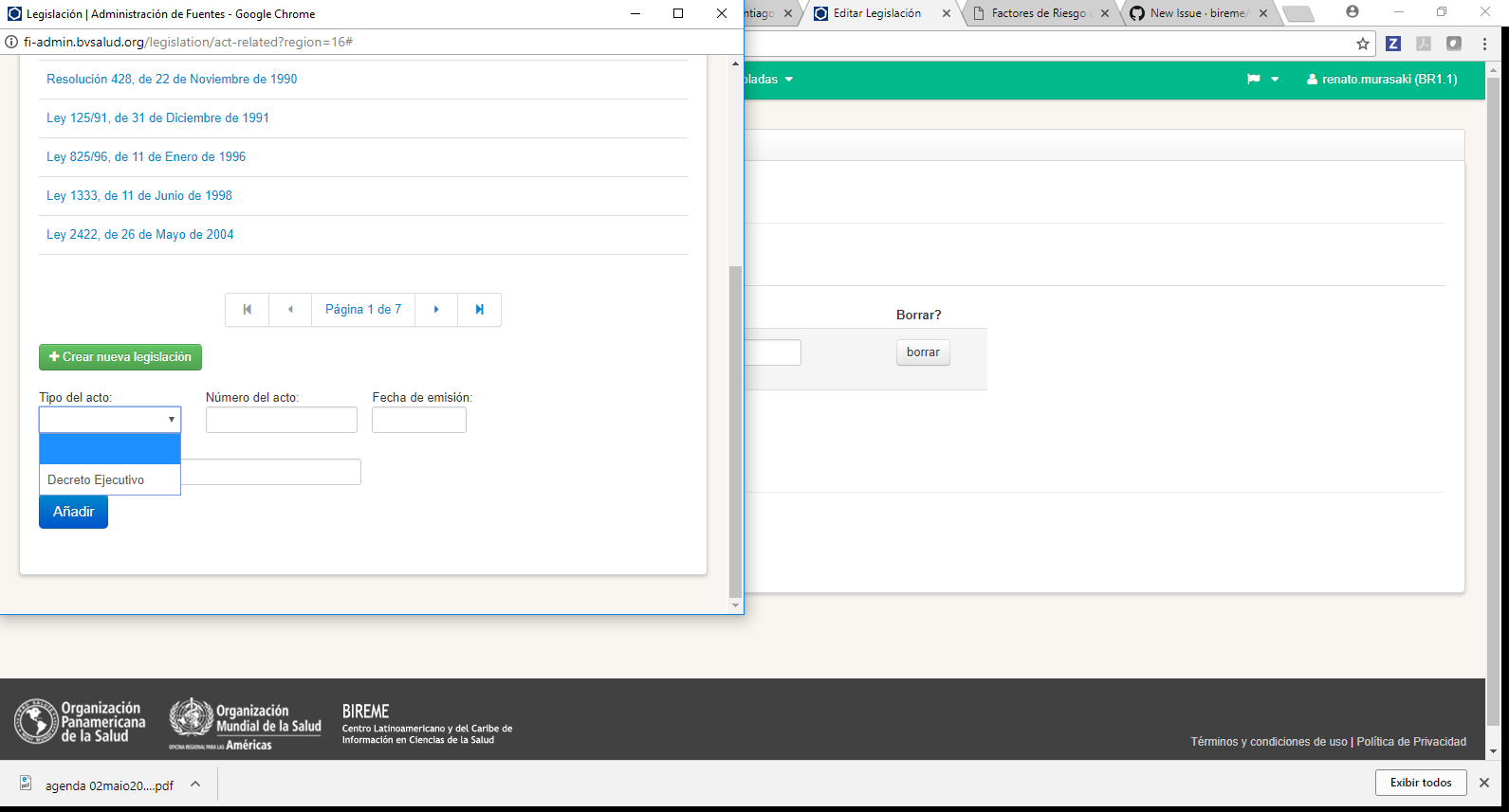 ComboBox de Tipo do Ato não mostra todos os tipos disponíveis para crear um ato durante o ...