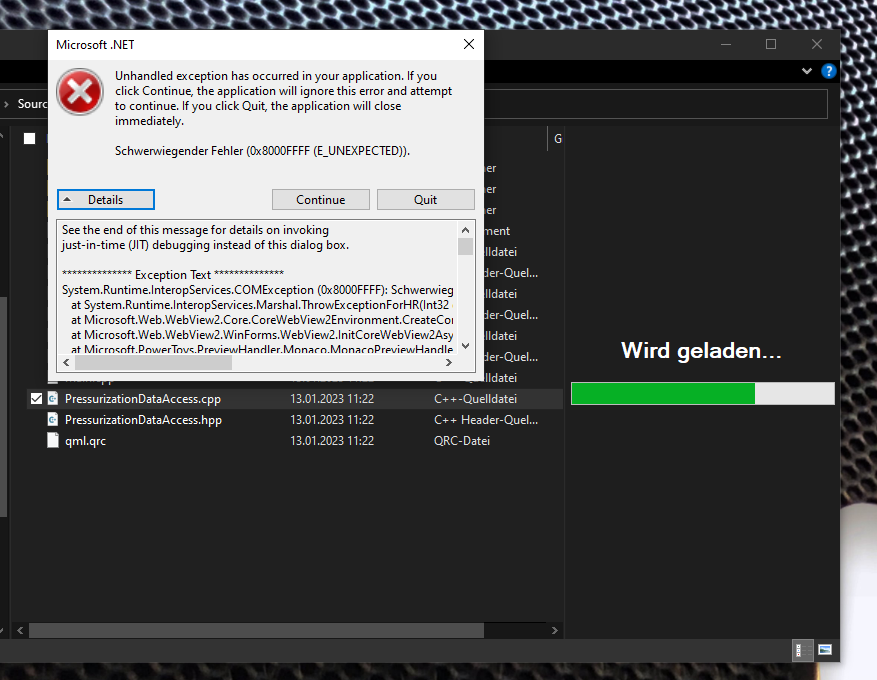 Unhandled Exception When Displaying Code In The Preview Pane · Issue 23323 · Microsoft