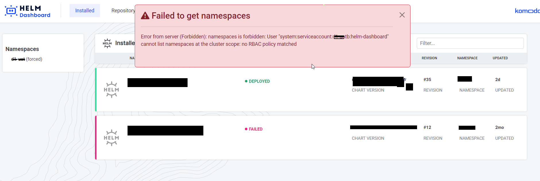 Is there anyway to use list the releases with out Cluster Role · Issue #189 · komodorio/helm ...