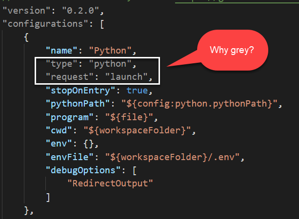Editing JSON Why Are Some Key value Pairs Grey Issue 43796 Microsoft vscode GitHub