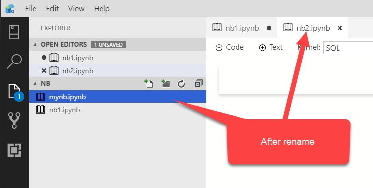 Notebook tabs do not follow a rename in Explorer · Issue #6718 · microsoft/azuredatastudio · GitHub