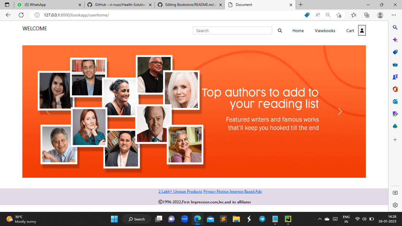 GitHub - aleena-joseph150/Bookstore: Online web application developed using Python-Django