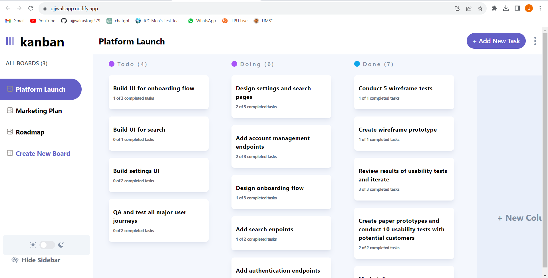 Github Thakurgopal27 Task Board Kanban