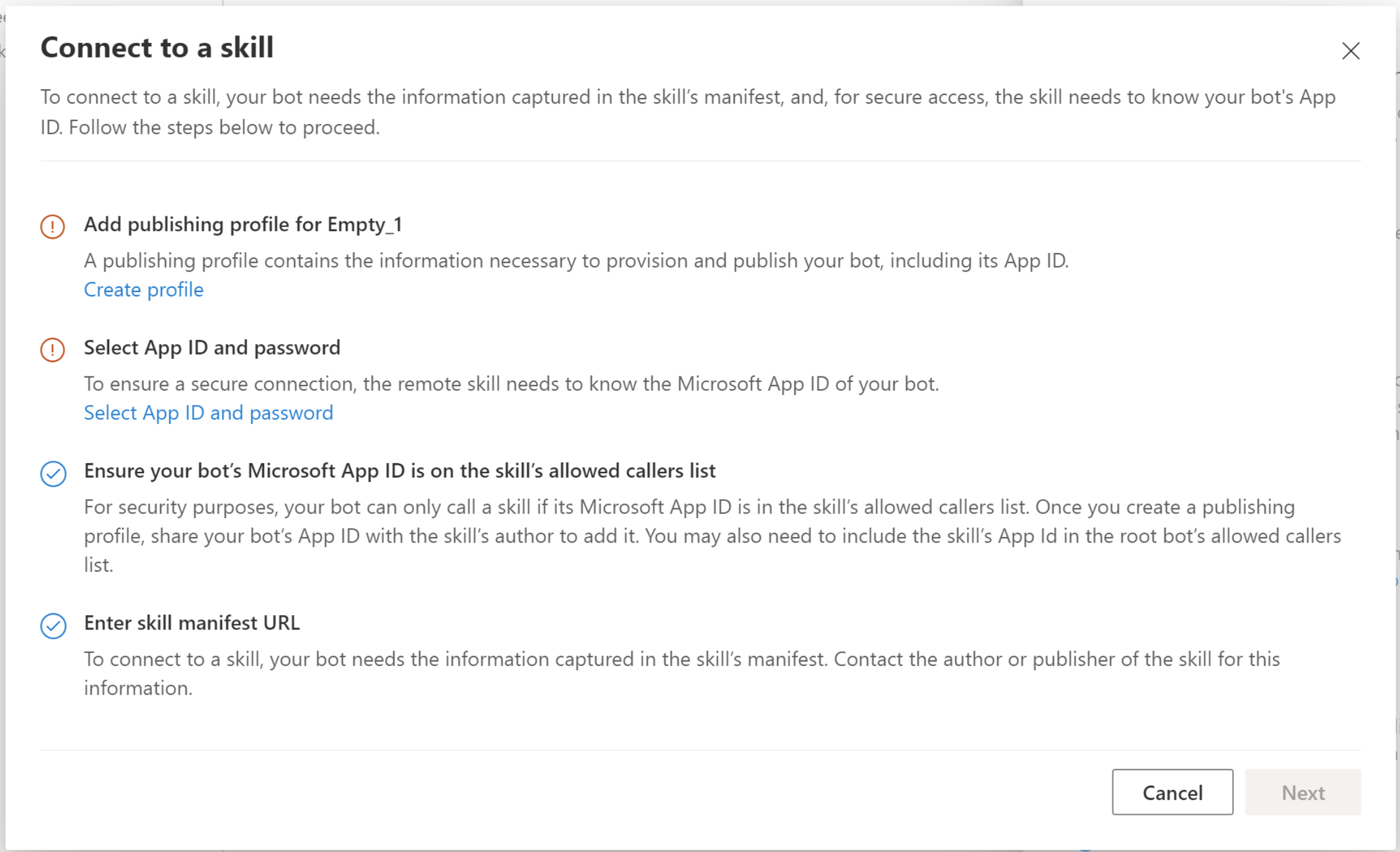 Allow adding a skill reference without having to add appId or publishing profile · Issue #7865 ...