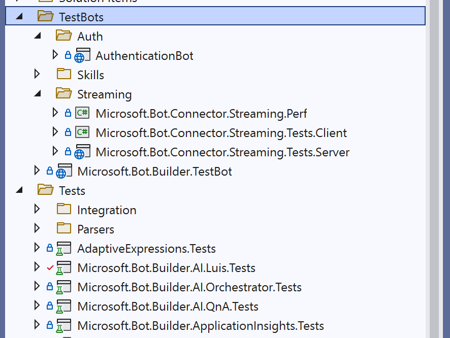 Move tests bots in solution to a TestBots section · Issue #6000 ...