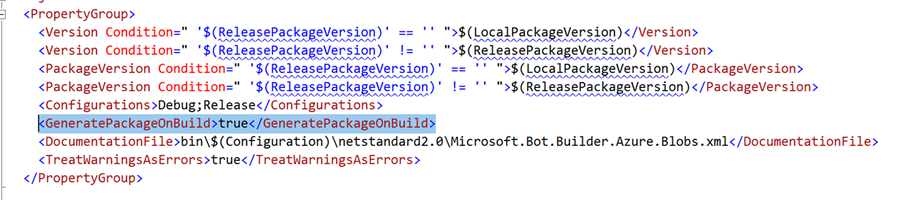 Remove GeneratePackageOnBuild from libraries csproj files · Issue #4881 · microsoft/botbuilder ...
