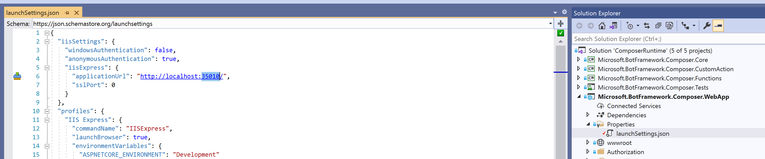 Composer doesn't use port in launchsettings.json when bot is launched from composer · Issue ...