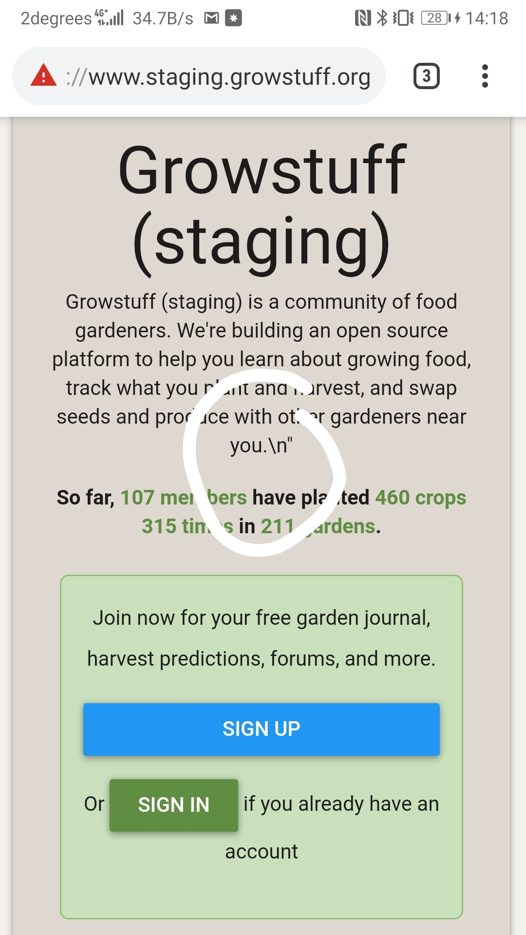 Stay \n on homepage blurb · Issue #2008 · Growstuff/growstuff · GitHub