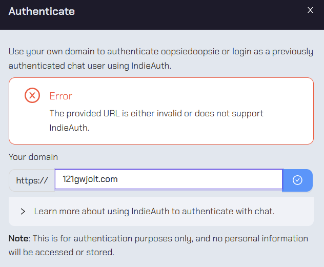 IndieAuth rejected · Issue #3129 · owncast/owncast · GitHub