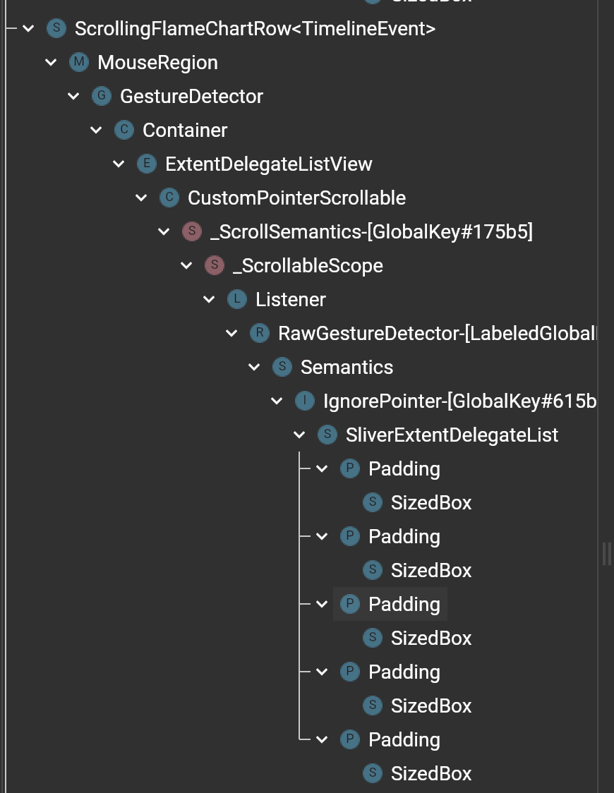 The devtools flame chart includes a large number of unneeded widgets · Issue #2332 · flutter ...