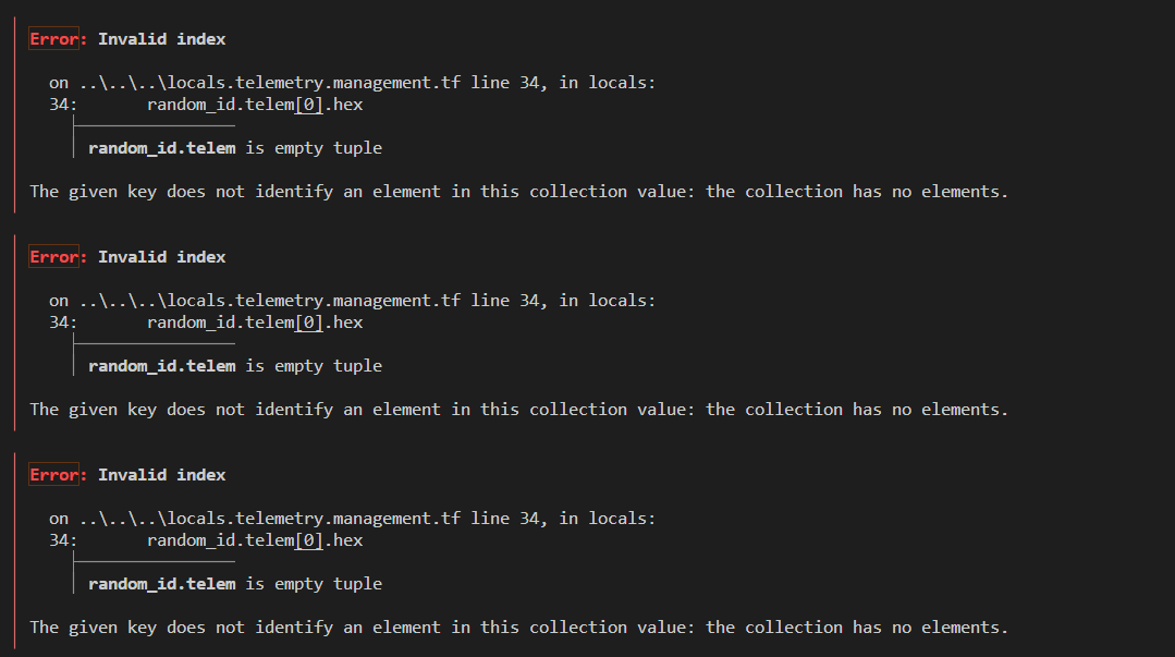 Fix `random_id.telem is empty tuple` error when `disable_telemetry ...