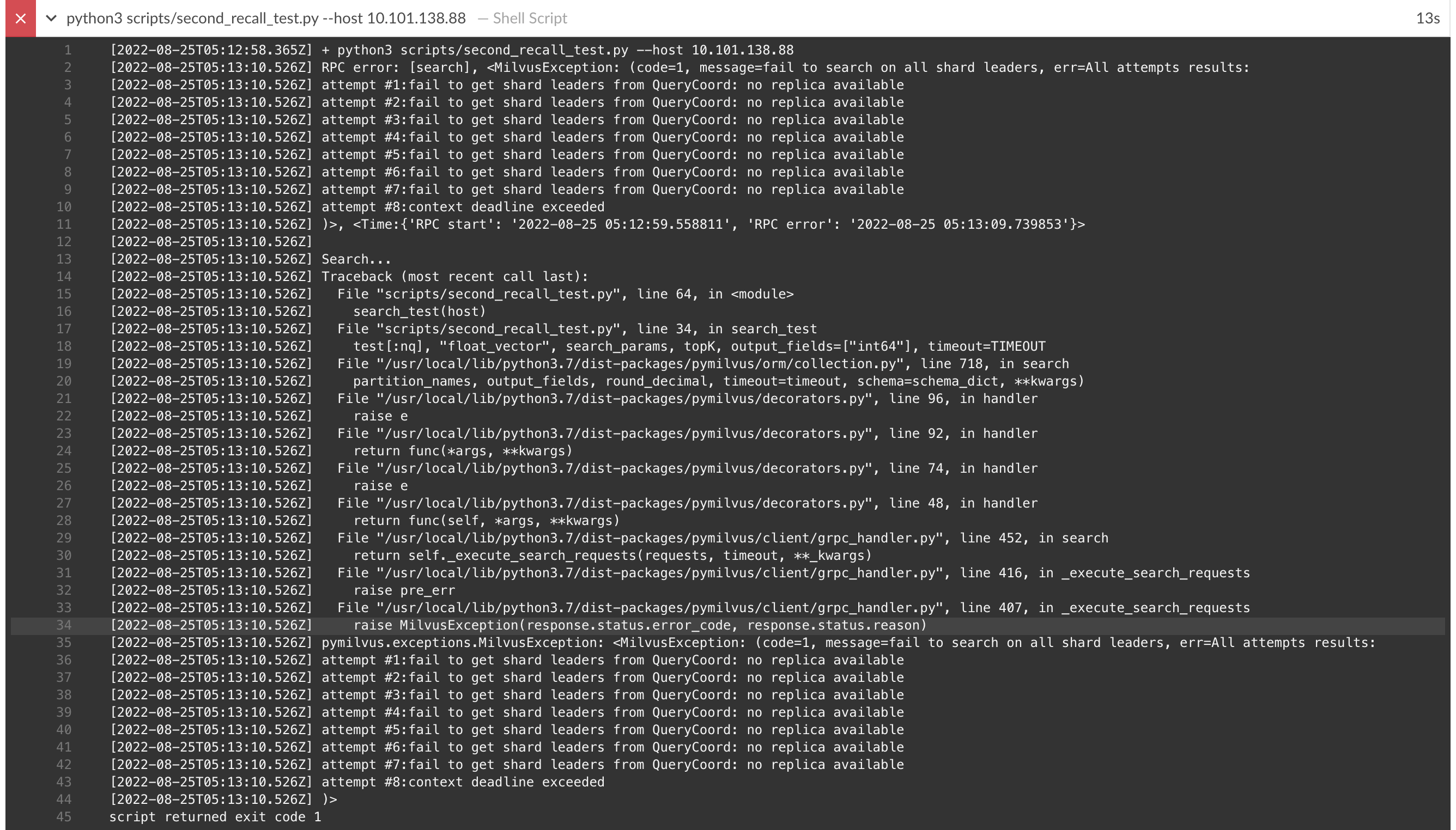 [Bug]: Search failed after reinstallation when data size is 1M · Issue #18826 · milvus-io/milvus ...