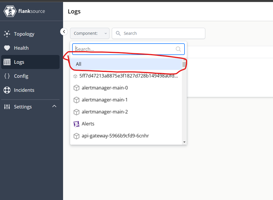 In Logs Table, Component dropdown should show none instead of all · Issue #656 · flanksource ...
