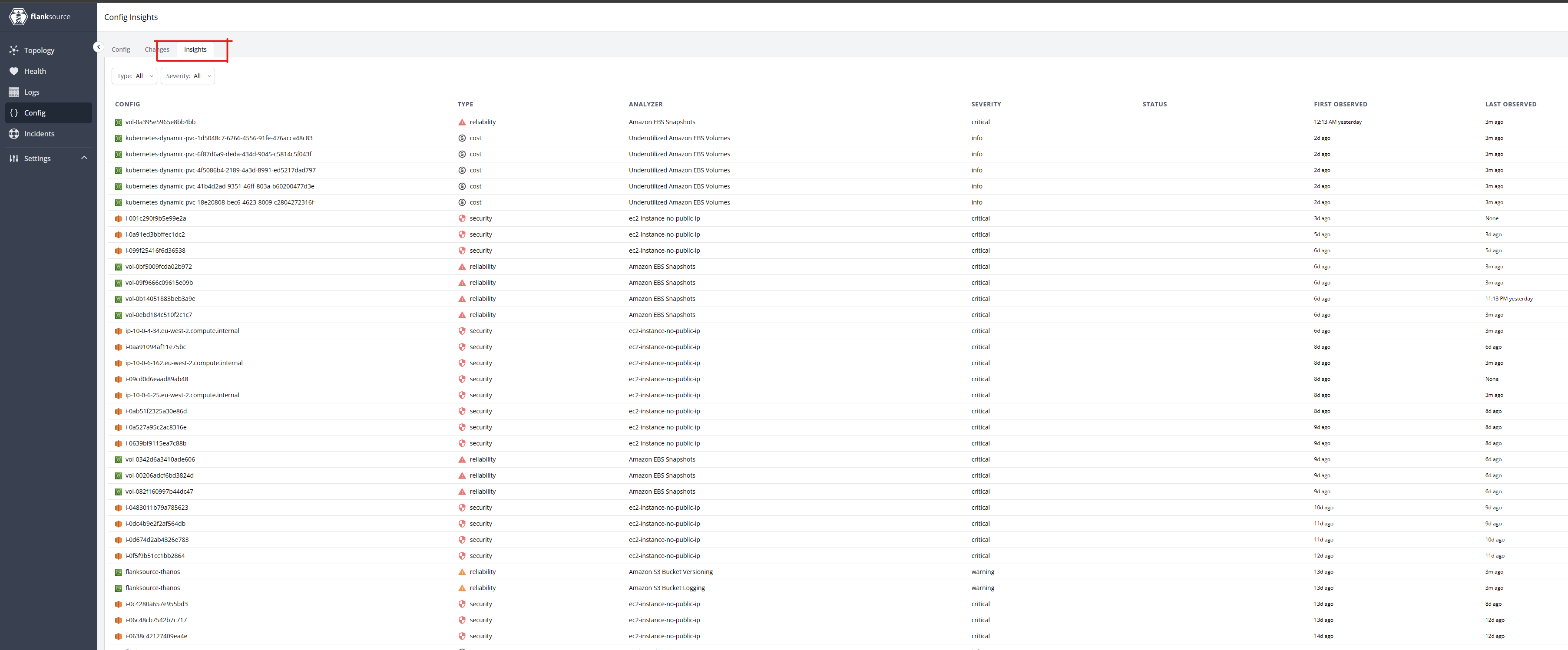 Add Config Insights For Individual Configs On The Config Page · Issue 911 · Flanksource