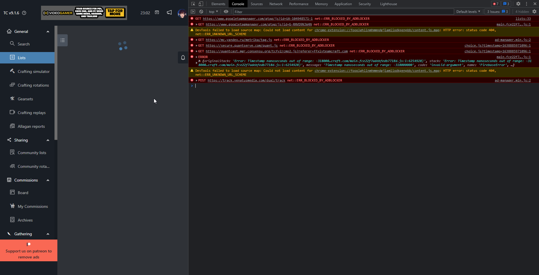 Lists stuck on an infinite loading loop for my account · Issue #2085 · ffxiv-teamcraft/ffxiv ...