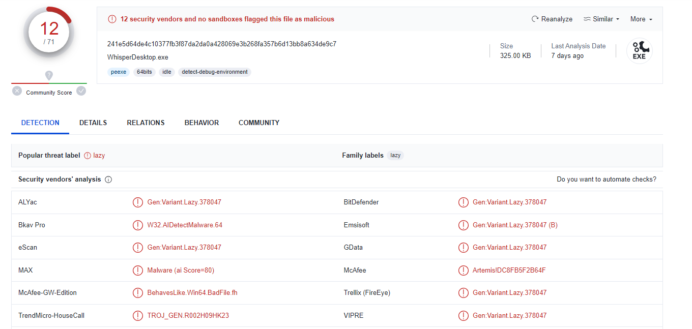 Virus False Positive? · Issue #159 · Const-me/Whisper · GitHub