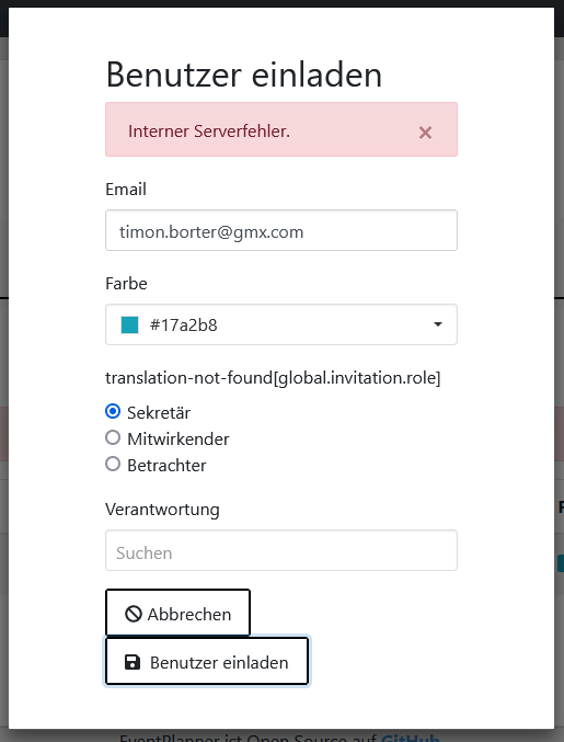 internal server error when inviting people · Issue #197 · bbortt/event-planner · GitHub