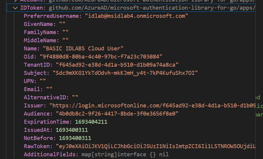 AdditionalFields empty in IDToken · Issue #436 · AzureAD/microsoft-authentication-library-for-go ...
