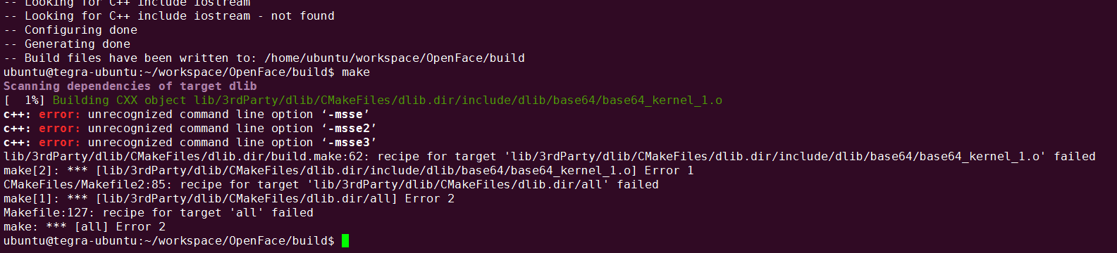 Compile error on TX2 · Issue #310 · TadasBaltrusaitis/OpenFace · GitHub