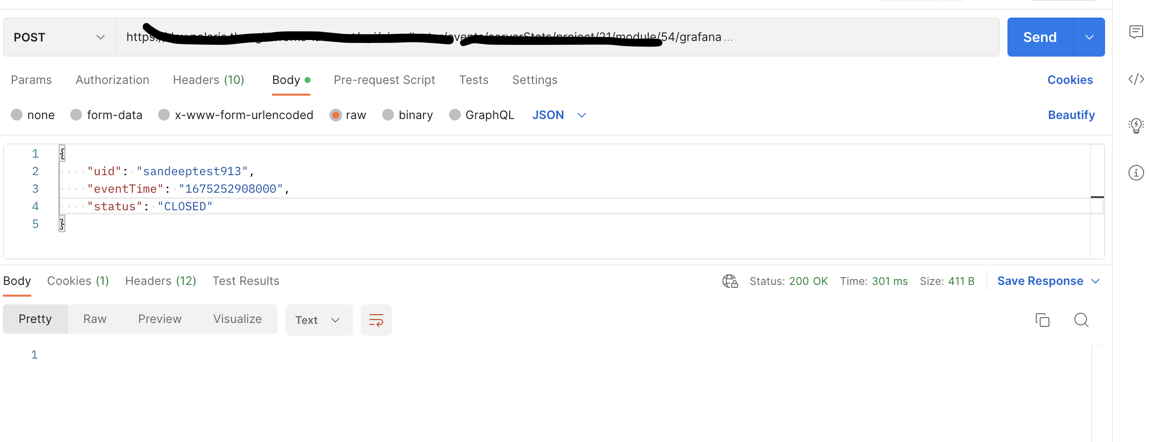 Not able to send webhook alert , always getting 400 bad request on Grafana v9.3.4 while same ...