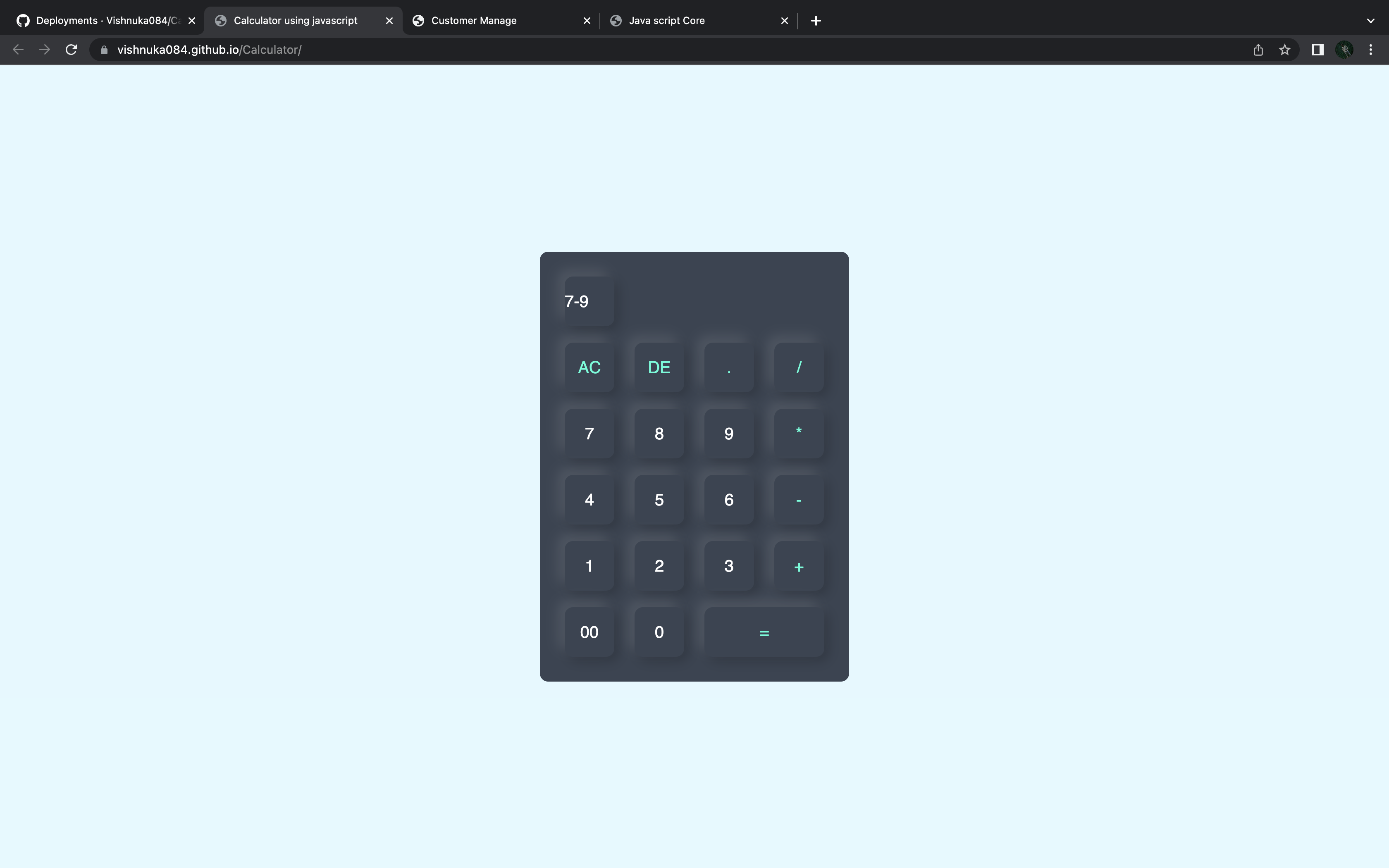 GitHub - Vishnuka084/Calculator: Here, a calculator has been created using JavaScript, HTML, and ...