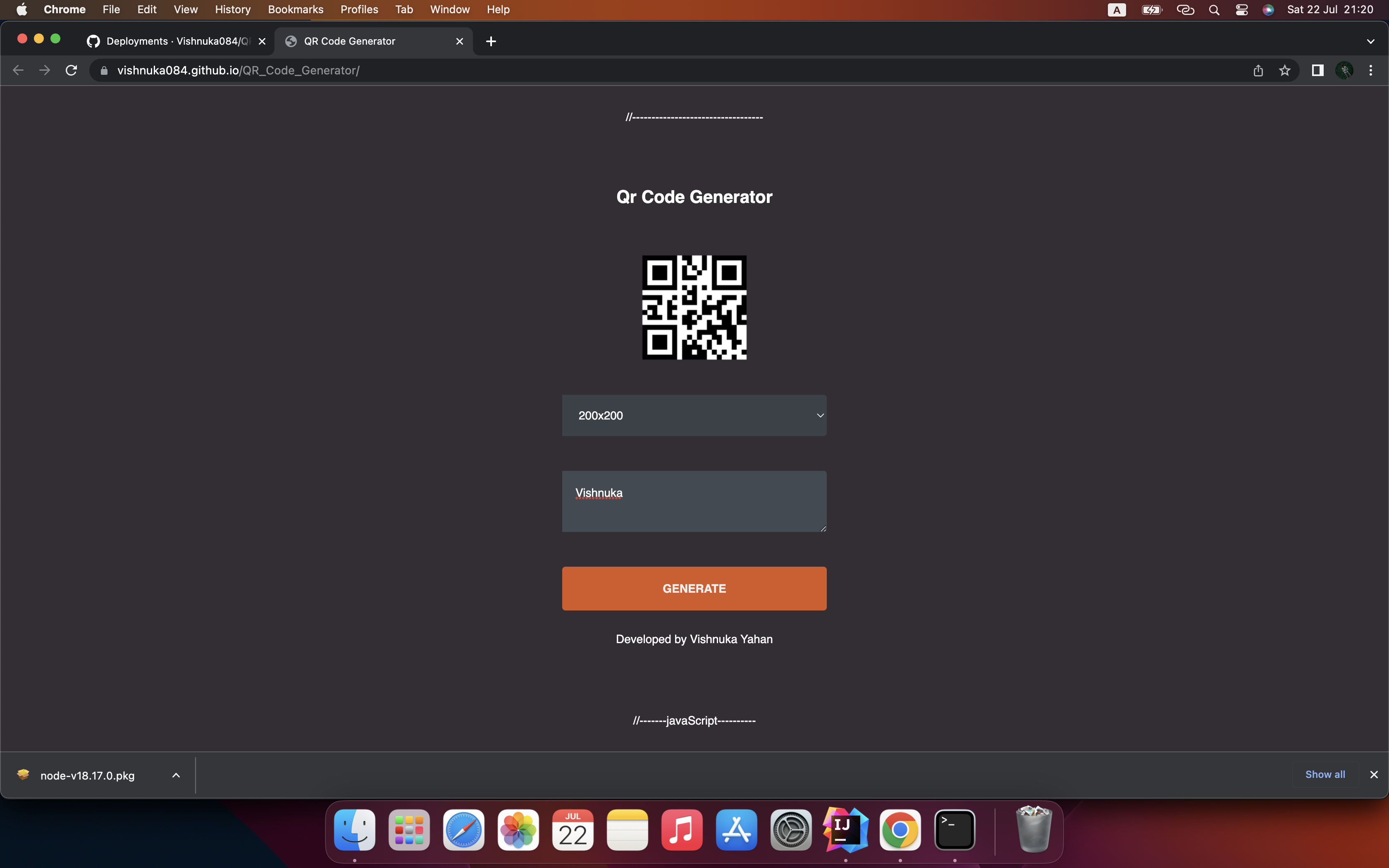 GitHub - Vishnuka084/QR_Code_Generator: QR Code Generator Using JavaScript
