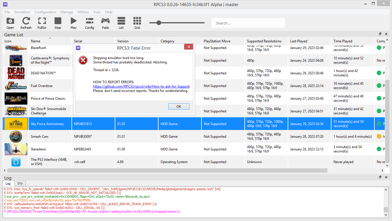 Sky Force Anniversary Npub31813 Error When Closing Game · Issue 13314 · Rpcs3rpcs3 · Github 